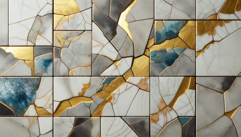 Golden Touch Elevate Your Space with Kintsugi Tiles Stock Illustration ...