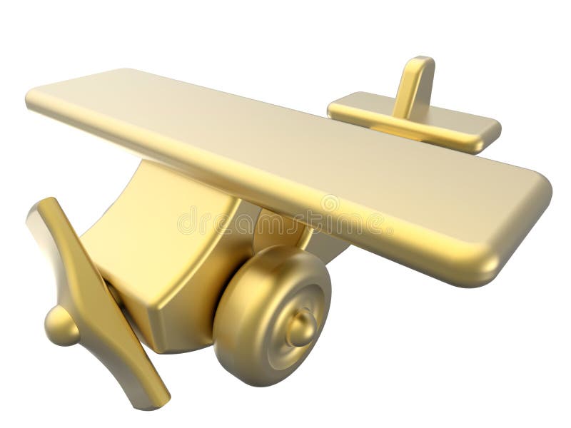 Golden toy plane stock illustration. Illustration of biplane - 69582484