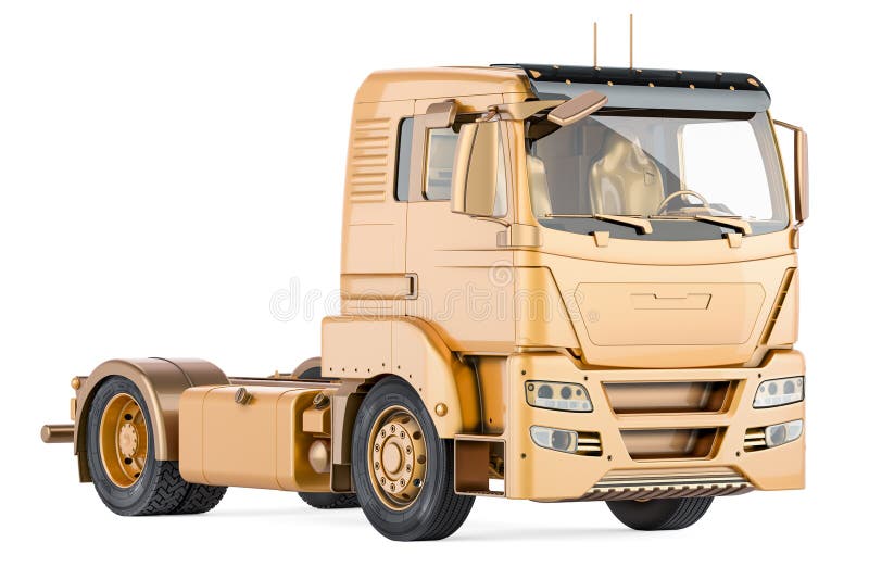 Golden Tractor Unit, Truck Unit. 3D Rendering Stock Illustration ...