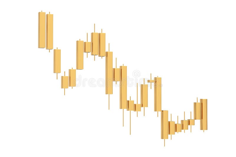 Golden Trading Financial Candlesticks Pattern Chart. 3d Rendering Stock ...