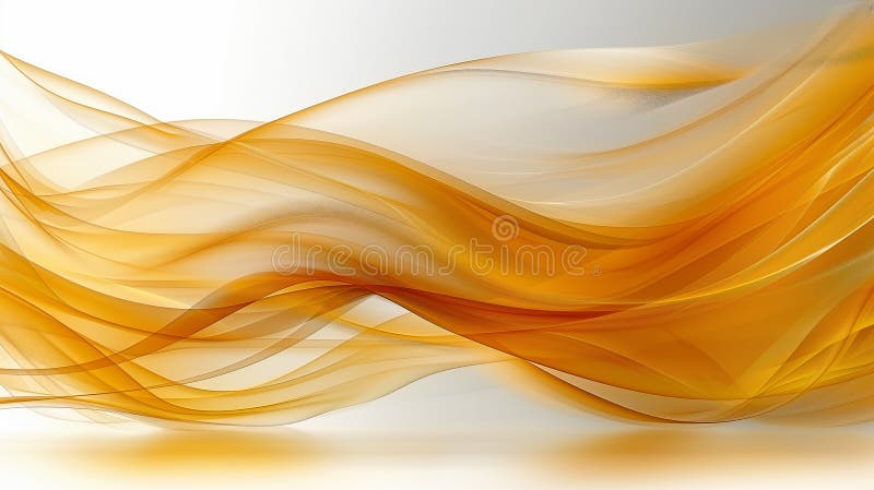 Golden Translucent Waves Flow Gracefully Over a White Background ...