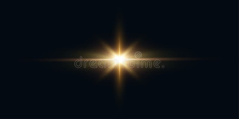 Golden Transparent Lens Flare Effect. Golden Sunlight Effect on Dark ...