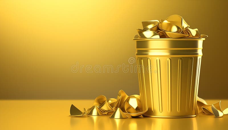 Golden trash can stock illustration. Illustration of refuse - 323274753