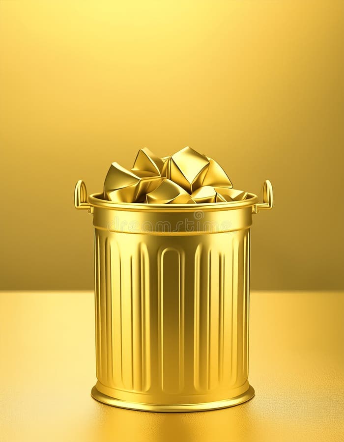 Golden trash can stock illustration. Illustration of exclusive - 326453421