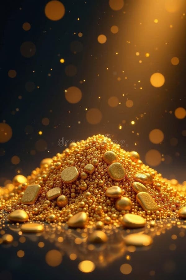 Golden Treasure Pile, Bokeh Lights, Glittering Backdrop , Treasure ...