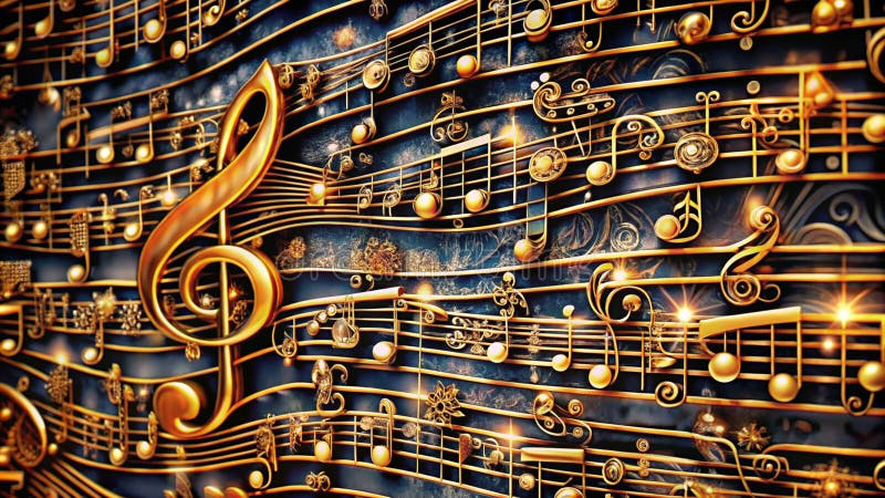 Golden Music Notes on a Sparkling Background Stock Image - Image of ...