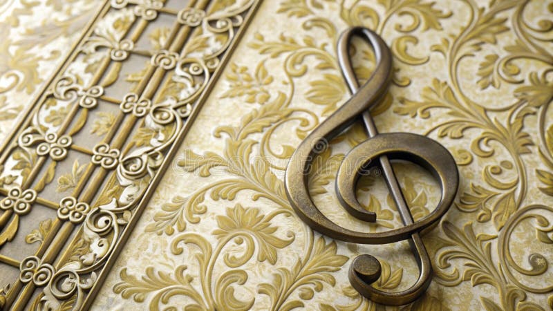 A Golden Treble Clef on a Decorative Background Stock Image - Image of ...