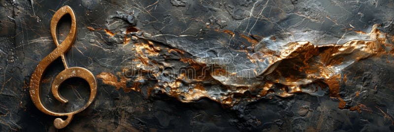 Golden Treble Clef Elegantly Rests on a Sleek Black Background ...