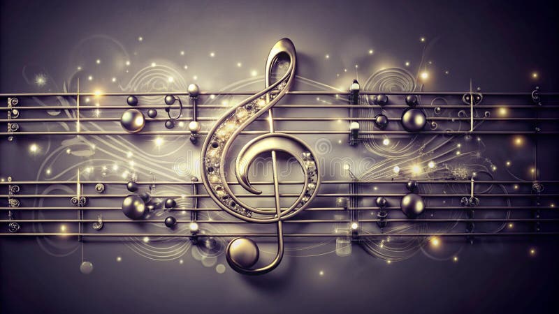 A Golden Treble Clef on a Background of Music Notes Stock Image - Image ...