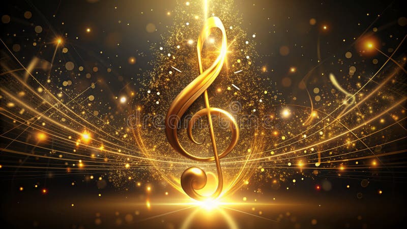 Golden Treble Clef in a Sparkly Universe, Music, Treble Clef, Sparkle ...