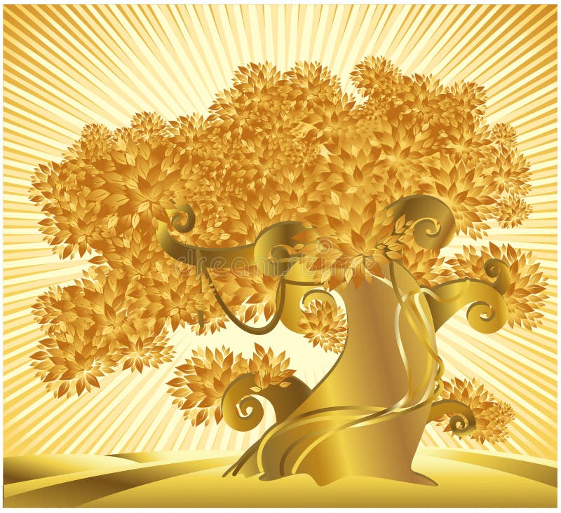 Golden tree (vector) stock vector. Illustration of flame - 3945099