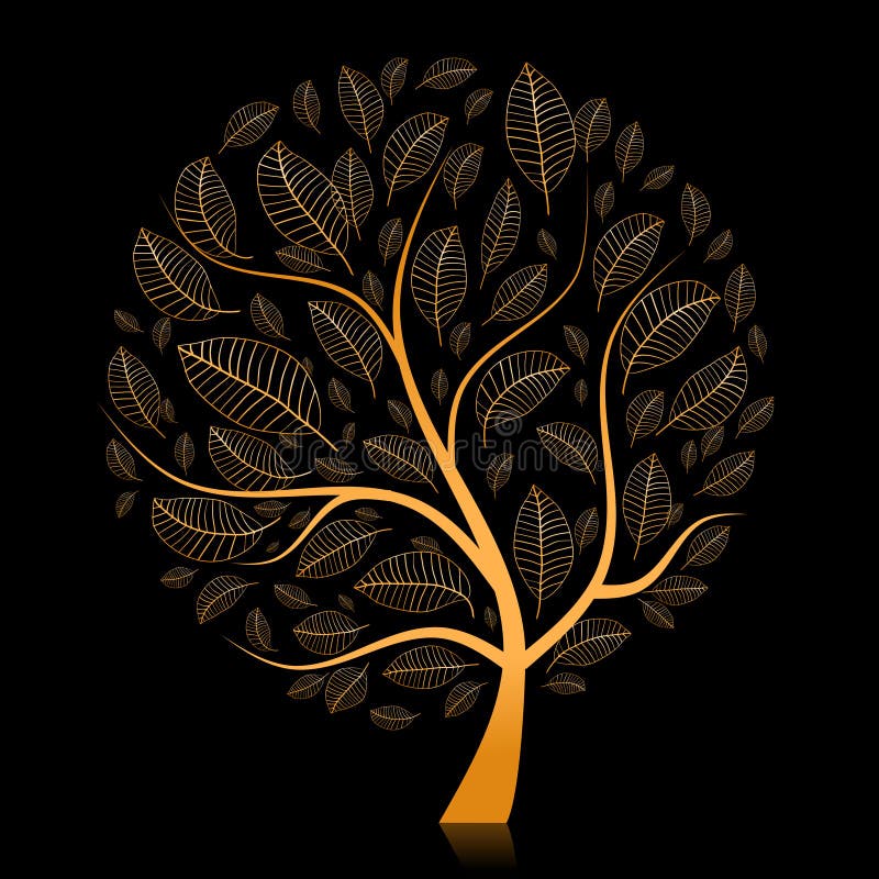 Golden tree stock vector. Illustration of floral, garden - 11834644