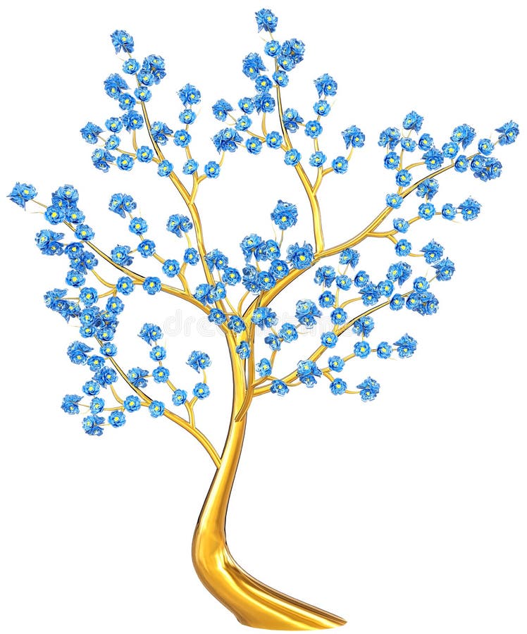 Golden Tree with Hearts and Butterflies Stock Illustration ...