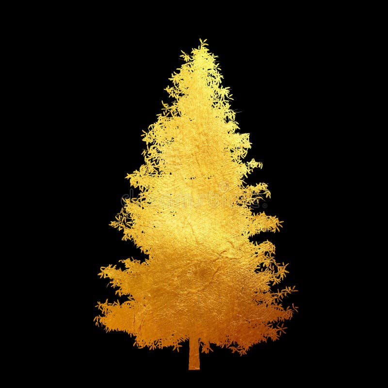 Golden Tree with Leaves Isolated on Black Background. Stock Image ...
