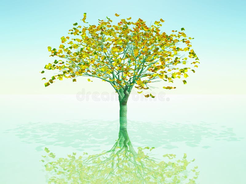 Golden tree stock illustration. Illustration of foliage - 98044068