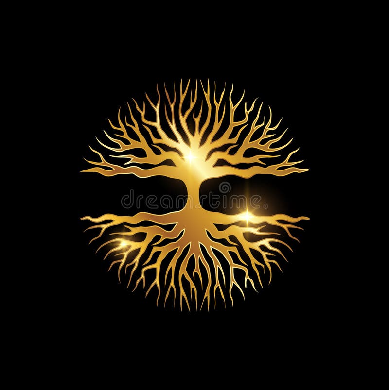 Golden Tree Symbol Logo Sign Stock Vector - Illustration of emblem ...