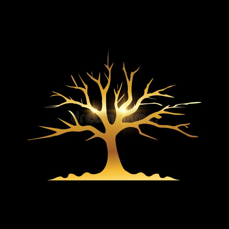 Golden Tree Symbol Logo Sign Stock Vector - Illustration of floral ...