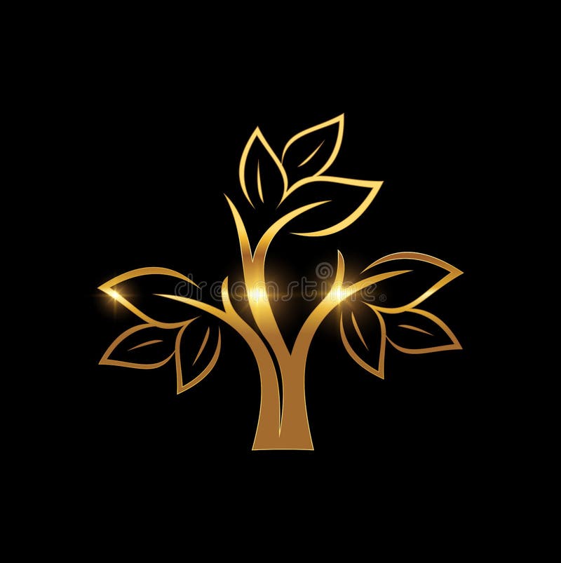 Golden Tree Symbol Logo Sign Stock Vector - Illustration of concept ...