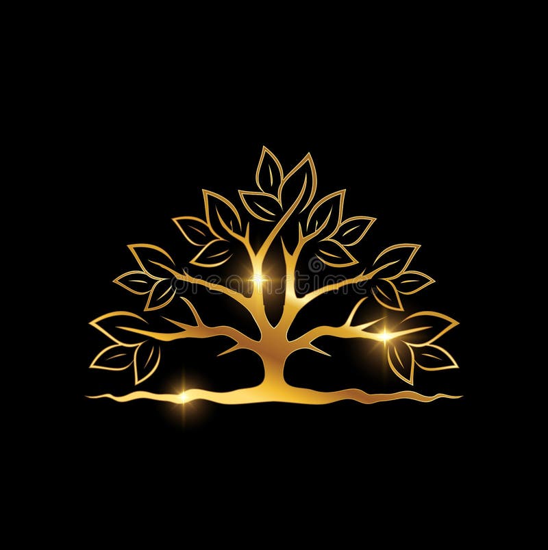 Golden Tree Symbol Logo Sign Stock Vector - Illustration of floral ...