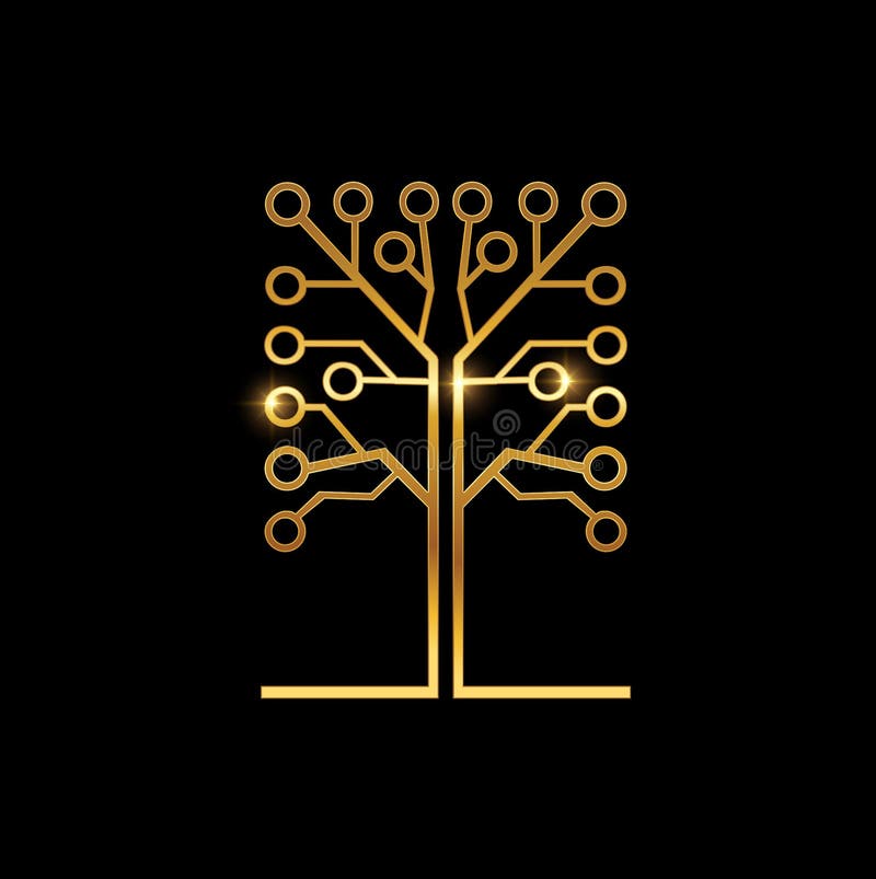 Golden Tree Symbol Logo Sign Stock Vector - Illustration of garden ...