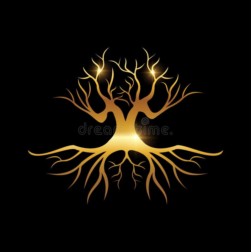 Golden Tree Symbol Logo Sign Stock Vector - Illustration of green ...