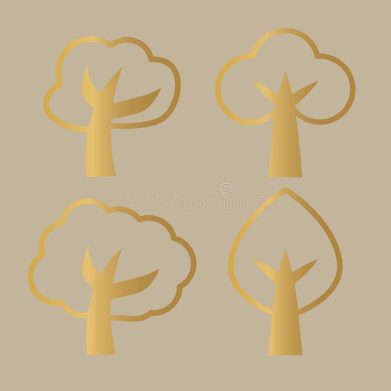 Golden trees icon stock vector. Illustration of recreation - 162402499