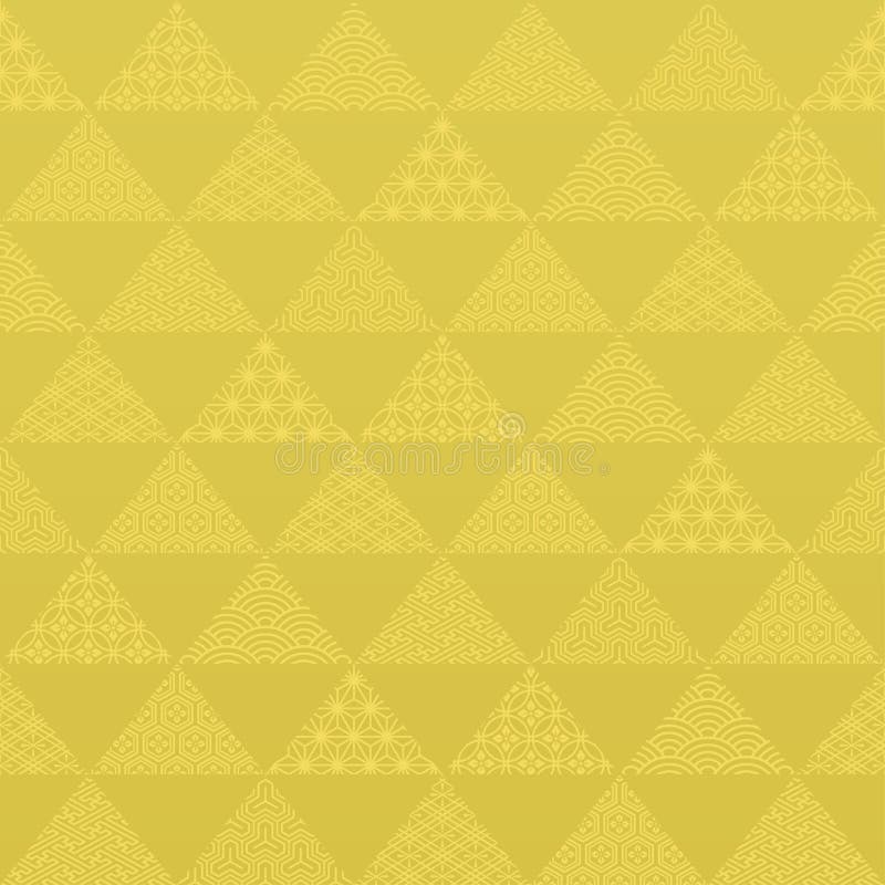 Golden Triangle Background with Japanese Traditional Design. Stock ...