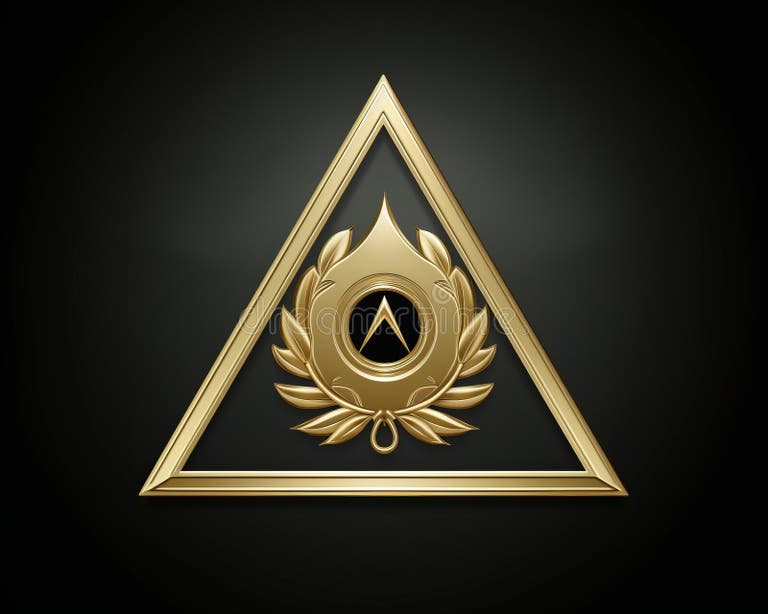A Golden Triangle with an Emblem on it Stock Illustration ...