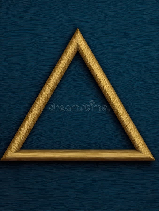 Golden Triangle Frame on a Blue Textured Background. Stock Illustration ...