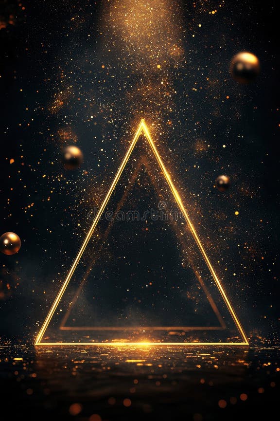 Golden Triangle Glowing Brightly Against a Dark and Dynamic Background ...
