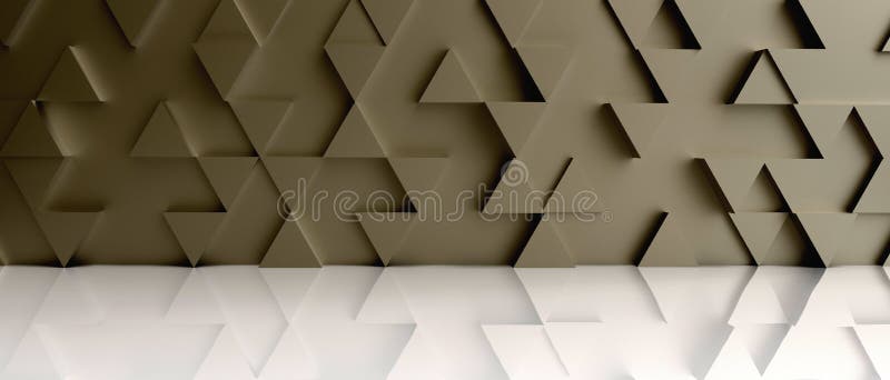 Golden Triangle Pattern Backdrop Background on White Floor. 3D Stock ...