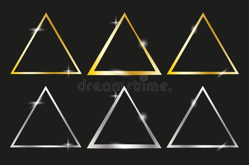 Golden Triangle Shapes. Silver Triangle Frames. Sparkling Black ...