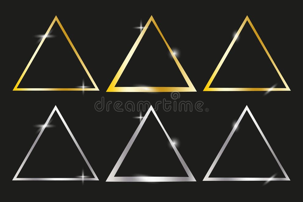 Golden Triangle Shapes. Silver Triangle Frames. Sparkling Black ...