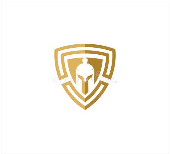 Golden Triangle Shield with Spartan Helmet Vector Icon Logo Design ...