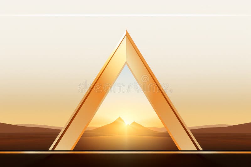 A Golden Triangle with the Sun in the Background Stock Illustration ...