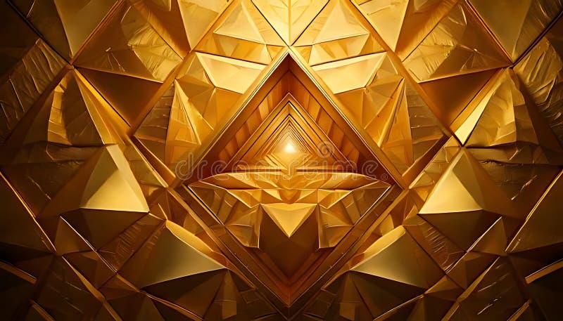 Golden Triangles Converge Towards a Central Luminous Point Creating a Tunnel Effect Stock ...