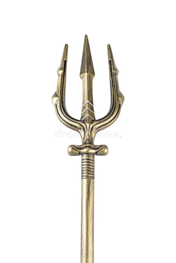 Golden Trident Isolated on White Background Stock Photo - Image of ...