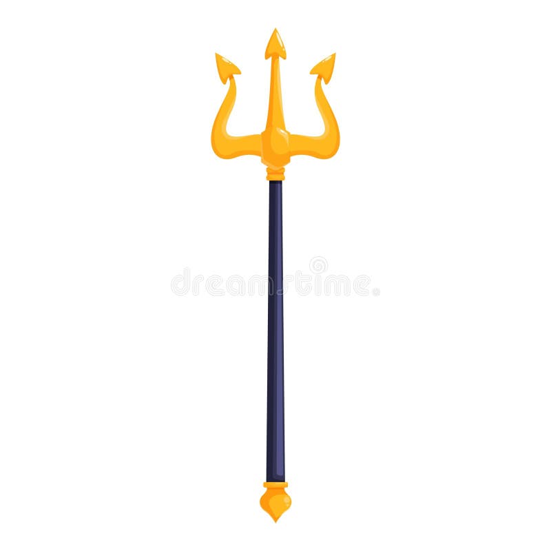 Golden Trident Standing Upright on White Background Stock Illustration ...