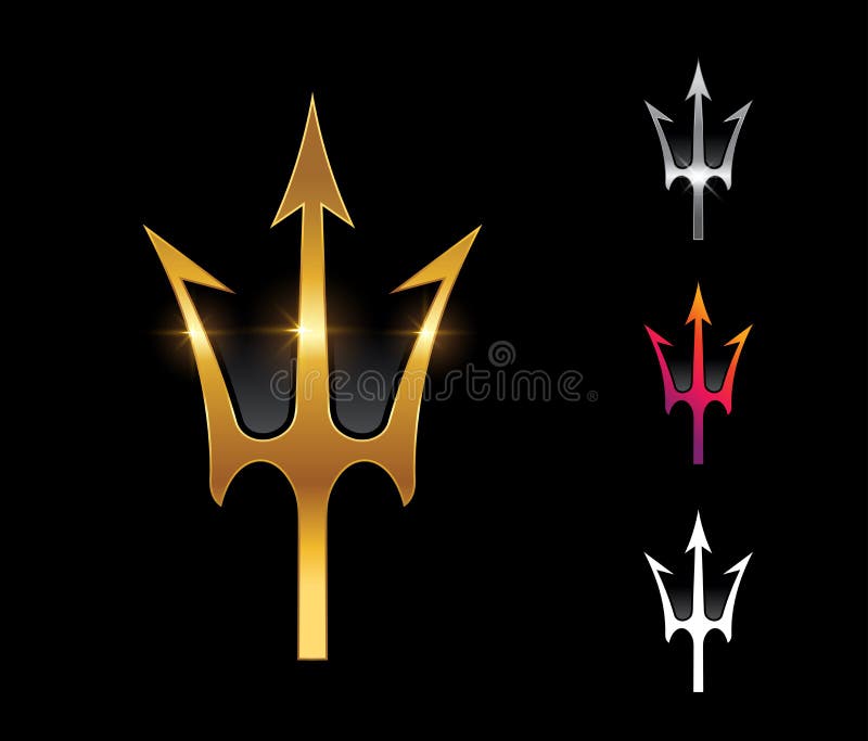 Golden Trident Vector Sign stock vector. Illustration of blue - 224656597