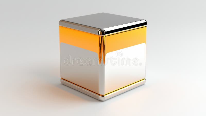 Golden Trimmed Silver Cube stock illustration. Illustration of cube ...