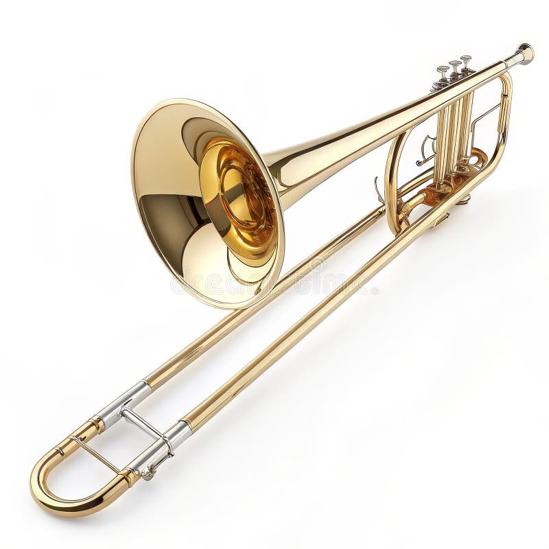 Golden Trombone High-Angle View, Brass Instrument, Musical Concept ...