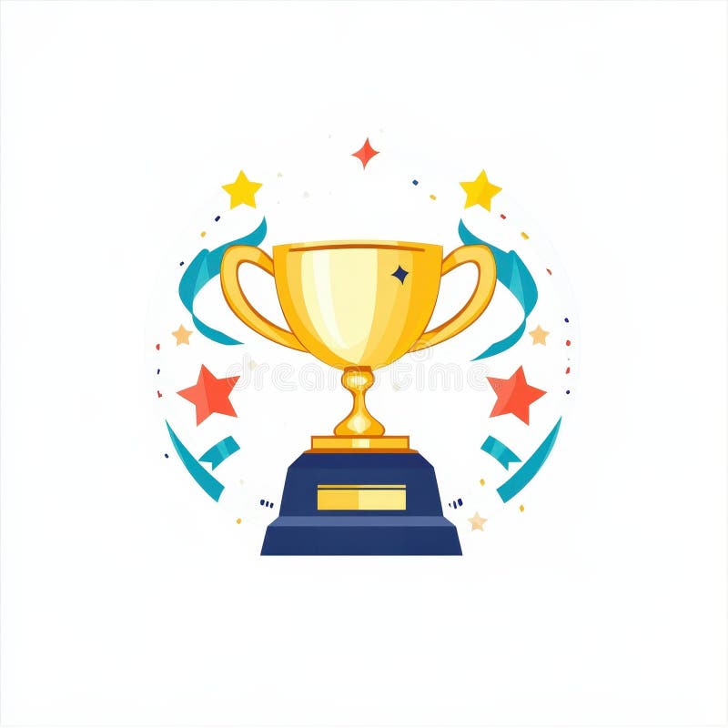 Golden Trophy Award with Festive Graphic Design Stock Illustration ...