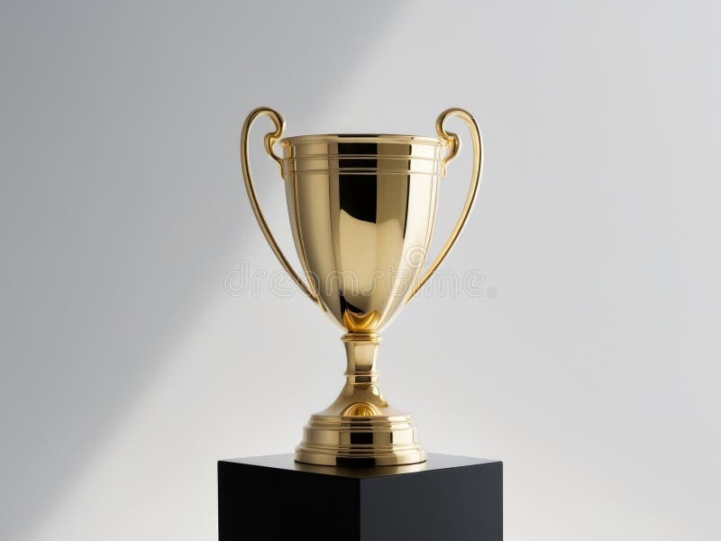 Golden Trophy Black Pedestal is Shape Cup Two Champion Stock Photo ...