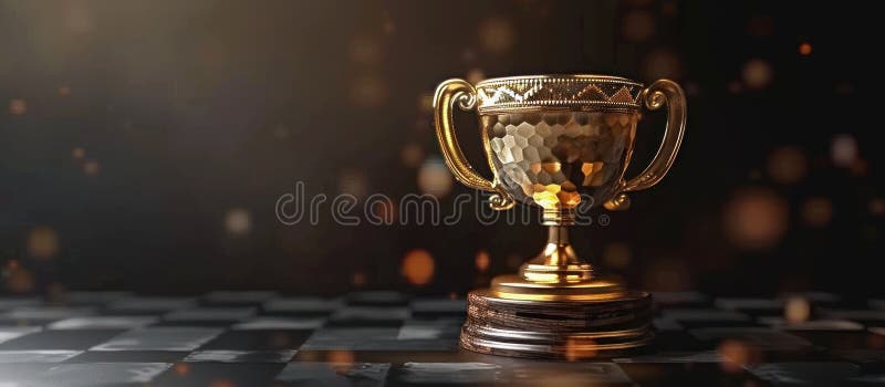 Golden Trophy on Chess Board Stock Image - Image of winner ...