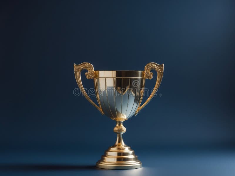Golden Trophy Cup Dark Blue Background Center Stock Photos - Free ...