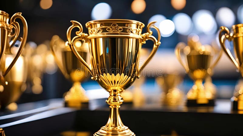 Golden Trophy Cup, First Place Trophy Award Cup, Success Win Stock ...