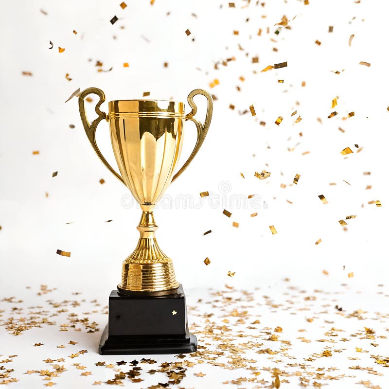 Golden Trophy Cup with Flying Confetti, Celebration of Achievement ...
