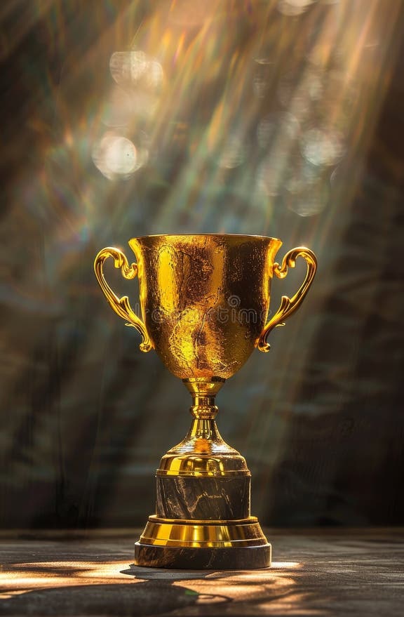 Golden Trophy Cup Illuminated by Dramatic Sunlight Stock Illustration ...