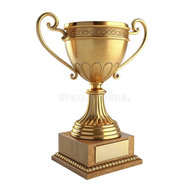 Golden Trophy Cup with Ornate Handles Stock Illustration - Illustration ...