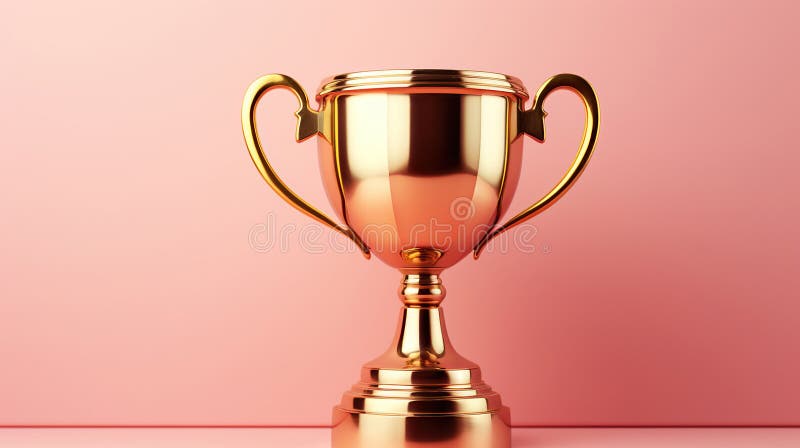 Golden Trophy Cup on a Pink Background. Victory Symbolized by a Golden ...